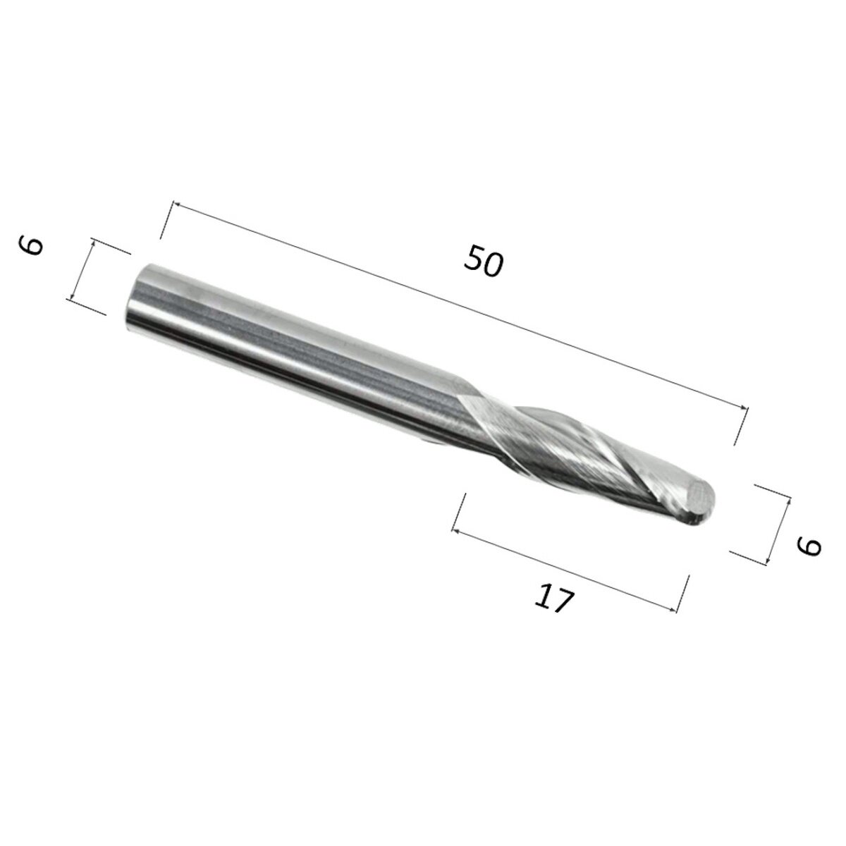 Фреза DJTOL N2QX617 спиральная двухзаходная сферическая (по дереву, композиту (АКП), пластику)