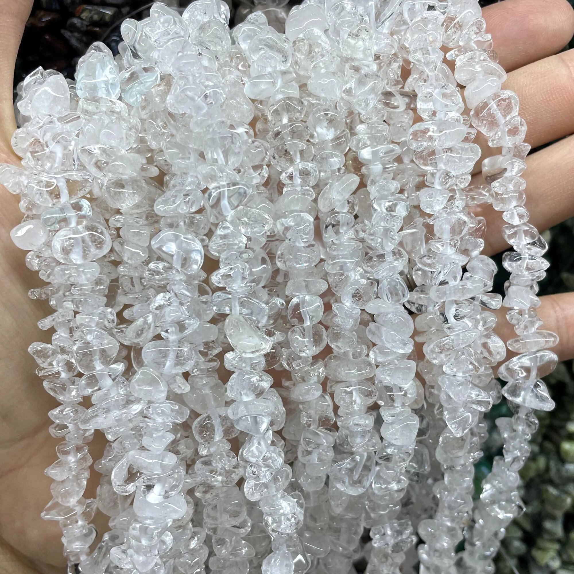 Гравийные бусины аметист агат амазонит SYSRXLR Белый, white crystal