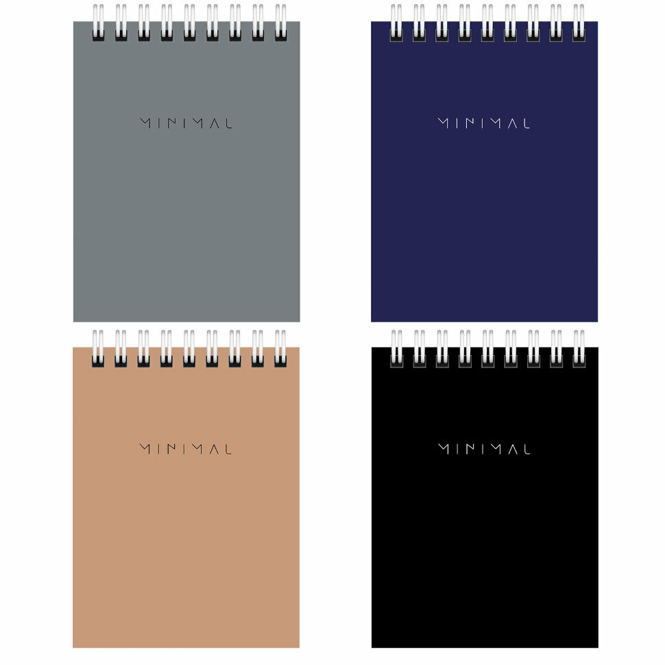 Блокнот малый формат А7 75х105 мм, 40 л, гребень, картон, клетка, BRAUBERG "Minimal Classic", 116430, 116430