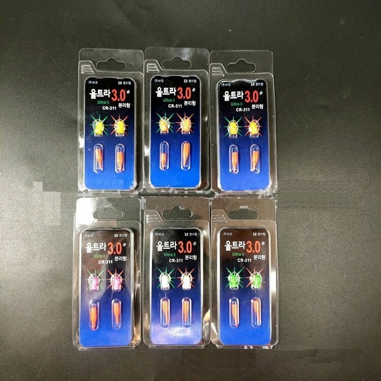 Электронный светлячок с креплением на антенну поплавка от батарейки CR-311, Зелёный, 2 шт.