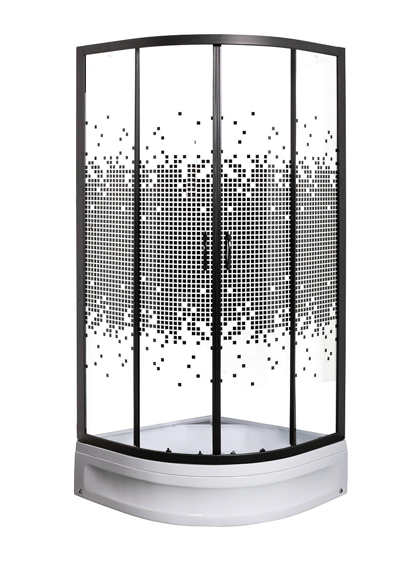 Душевой уголок с поддоном мономах ДУ 70/180 МЗ BL 10000012464 70x70стекло прозрачное с рисунком/профиль черный