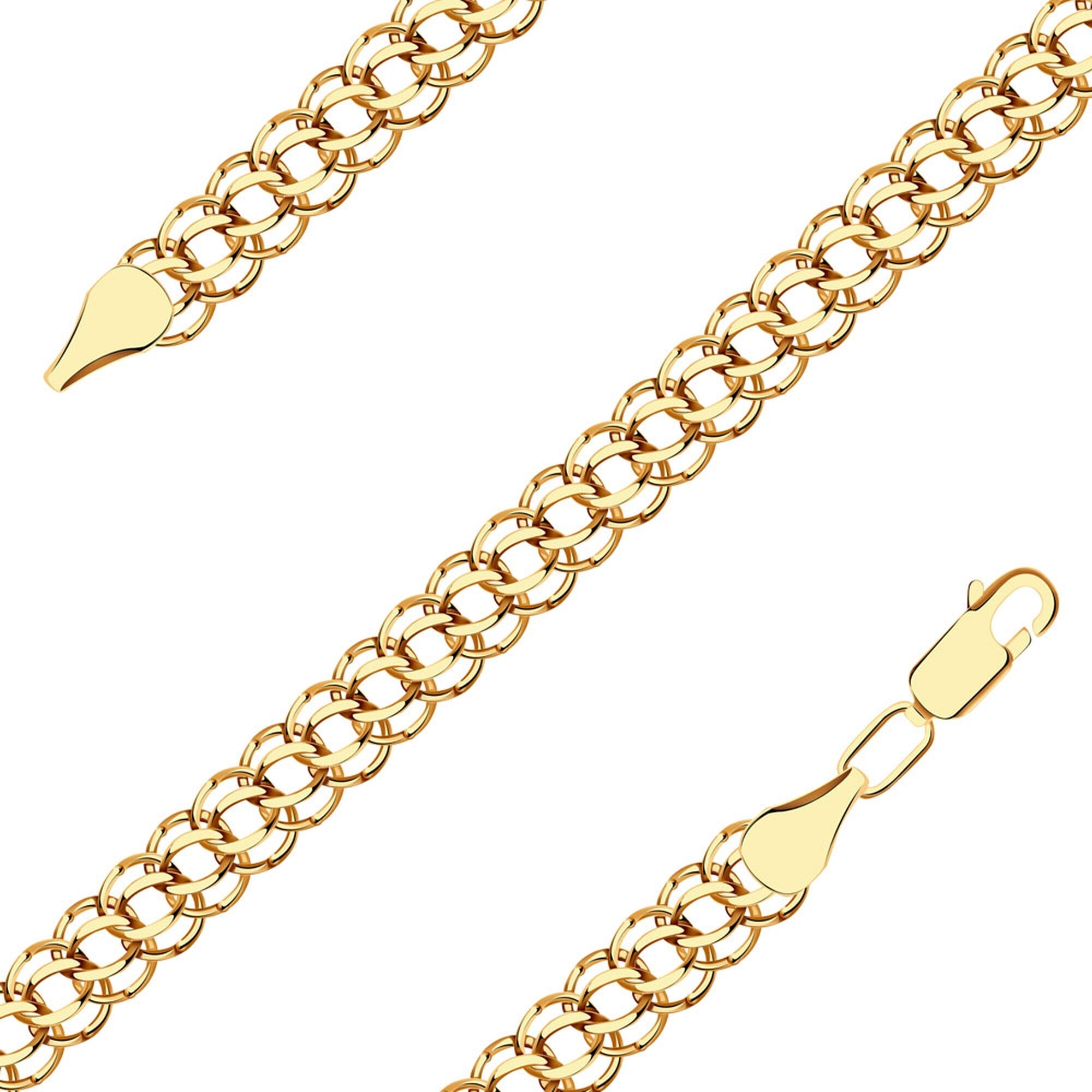 Браслет-цепочка, красное золото, 585 проба