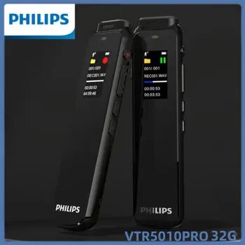 Philips MP3-плеер VTR5010PRO 32 Гб Диктофон 32 ГБ, черно-серый