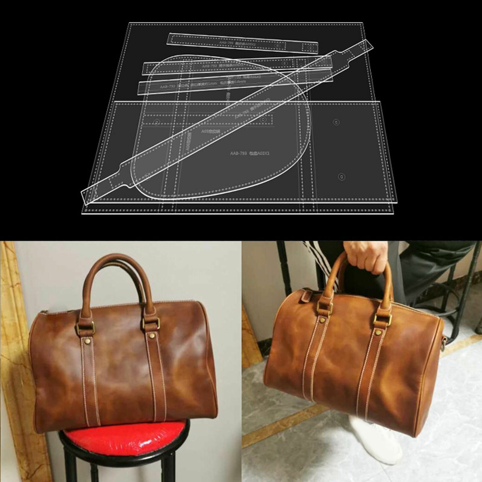 Лекало для шитья кожи из акрила "сумка". Набор трафаретов для сумки своими руками, 36*23*21см
