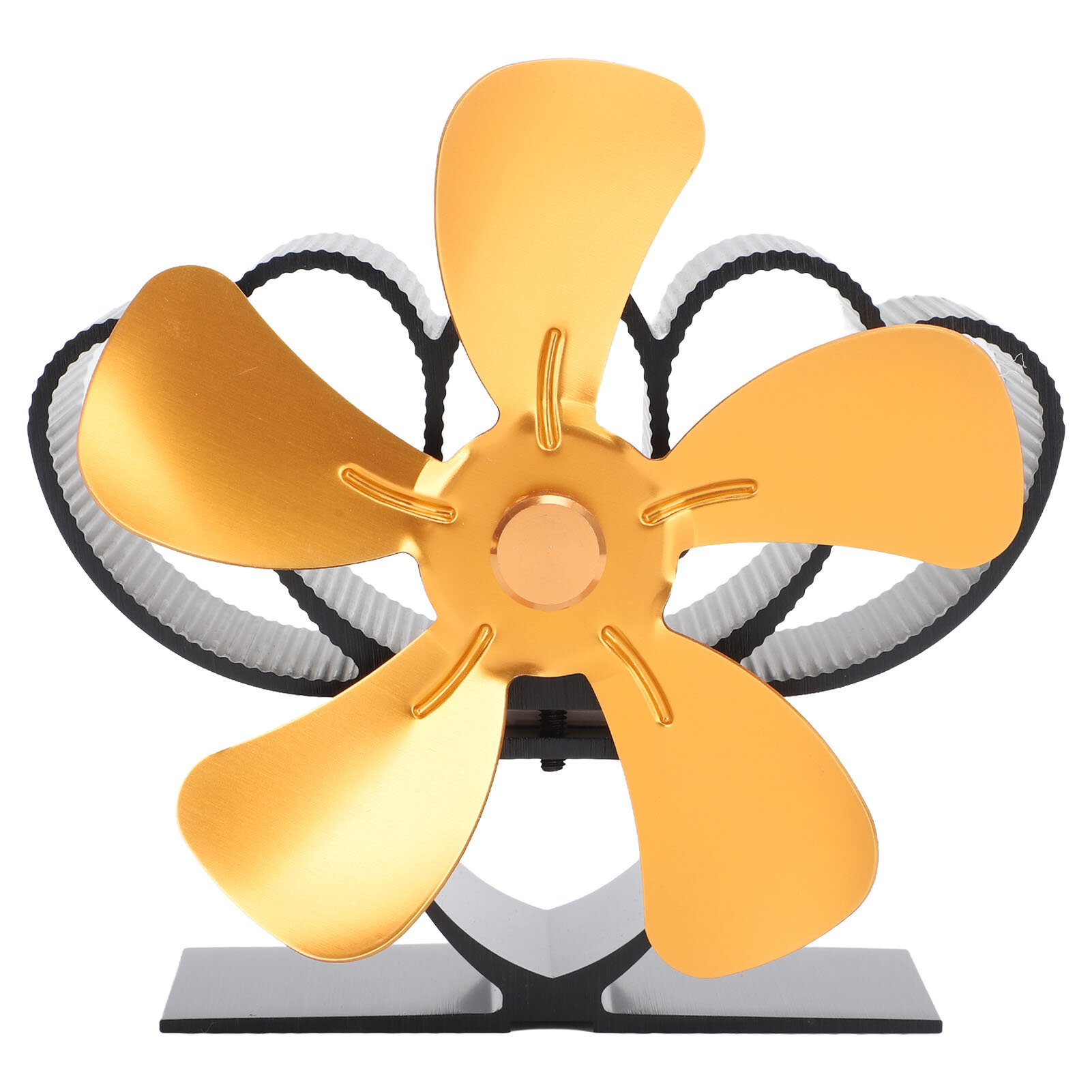 Печаная печь с тепловым вентилятором алюминиевый сплав с низким уровнем шума устойчивый вентилятор древесной плиты для бревенчатого камина Золото