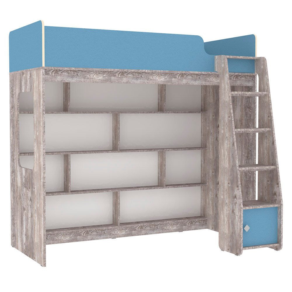 Кровать чердак Л-С601.1 80х190 Бетон Светло Синий/Голубой