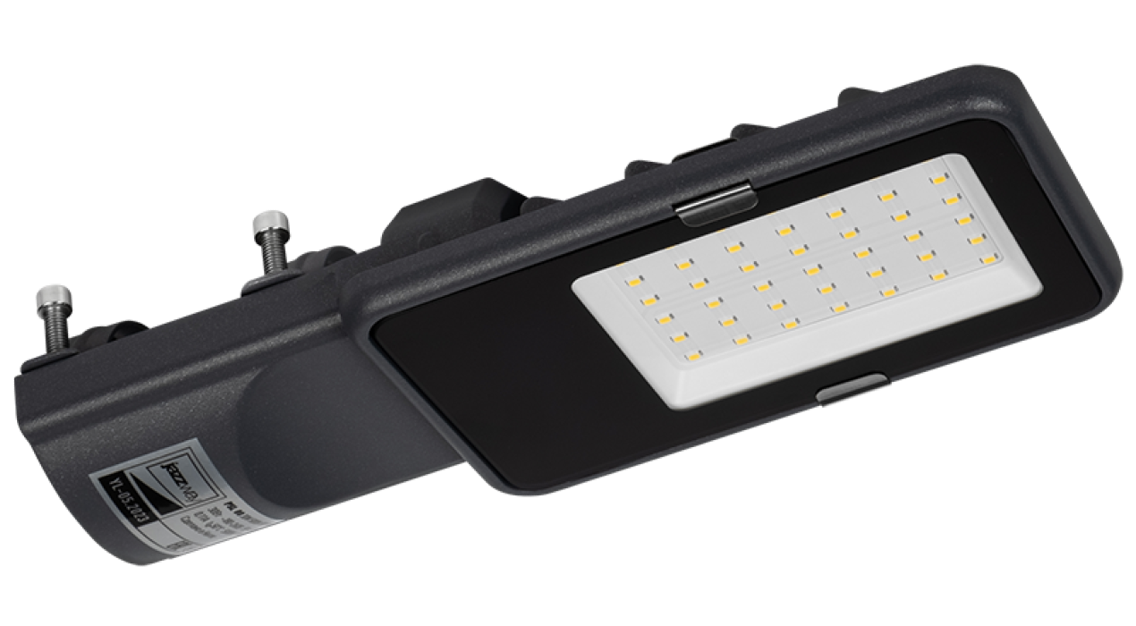 Светильник уличный Jazzway / Джазвэй PSL 08 консольный, светодиодный, в алюминиевом корпусе, с рассеивателем, мощностью 30Вт, 5000К IP65 3300Лм, размером 258х103х43мм / освещение