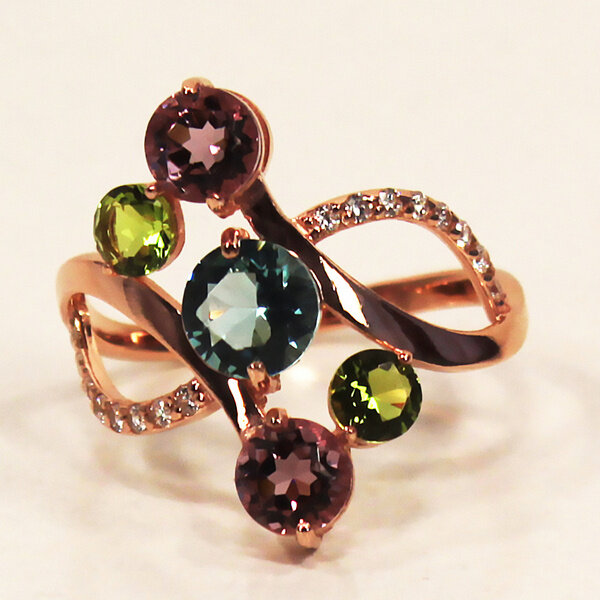 Кольцо, серебро, 925 проба, родирование, фианит, кварц