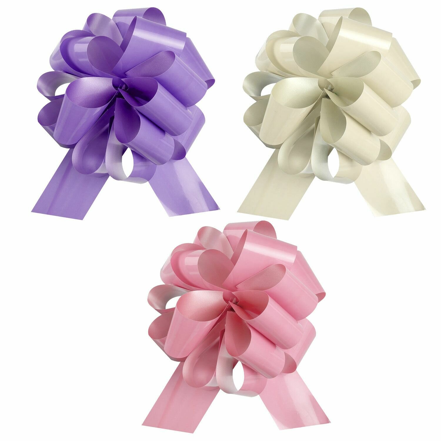 Бант для подарка Золотая сказка Шар d 15 см, 3 шт, глянец, цвета розовый, фиолетовый, бежевый