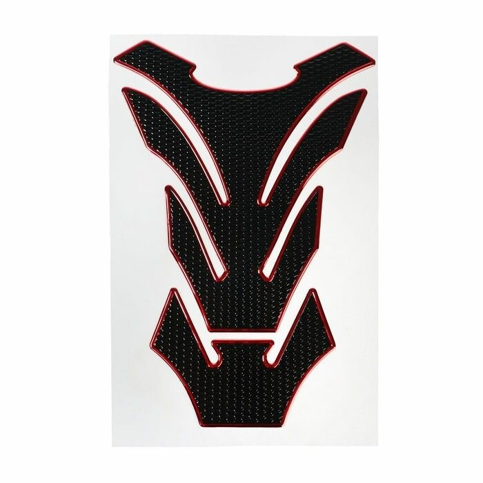 Защитная наклейка КНР На топливный бак мотоцикла, черная, красный кант, 20х14 см