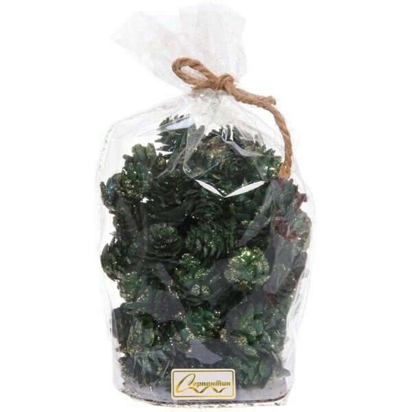 Композиция для декора Серпантин "Лесные шишки" 10х10х11 см, 120 г, изумруд