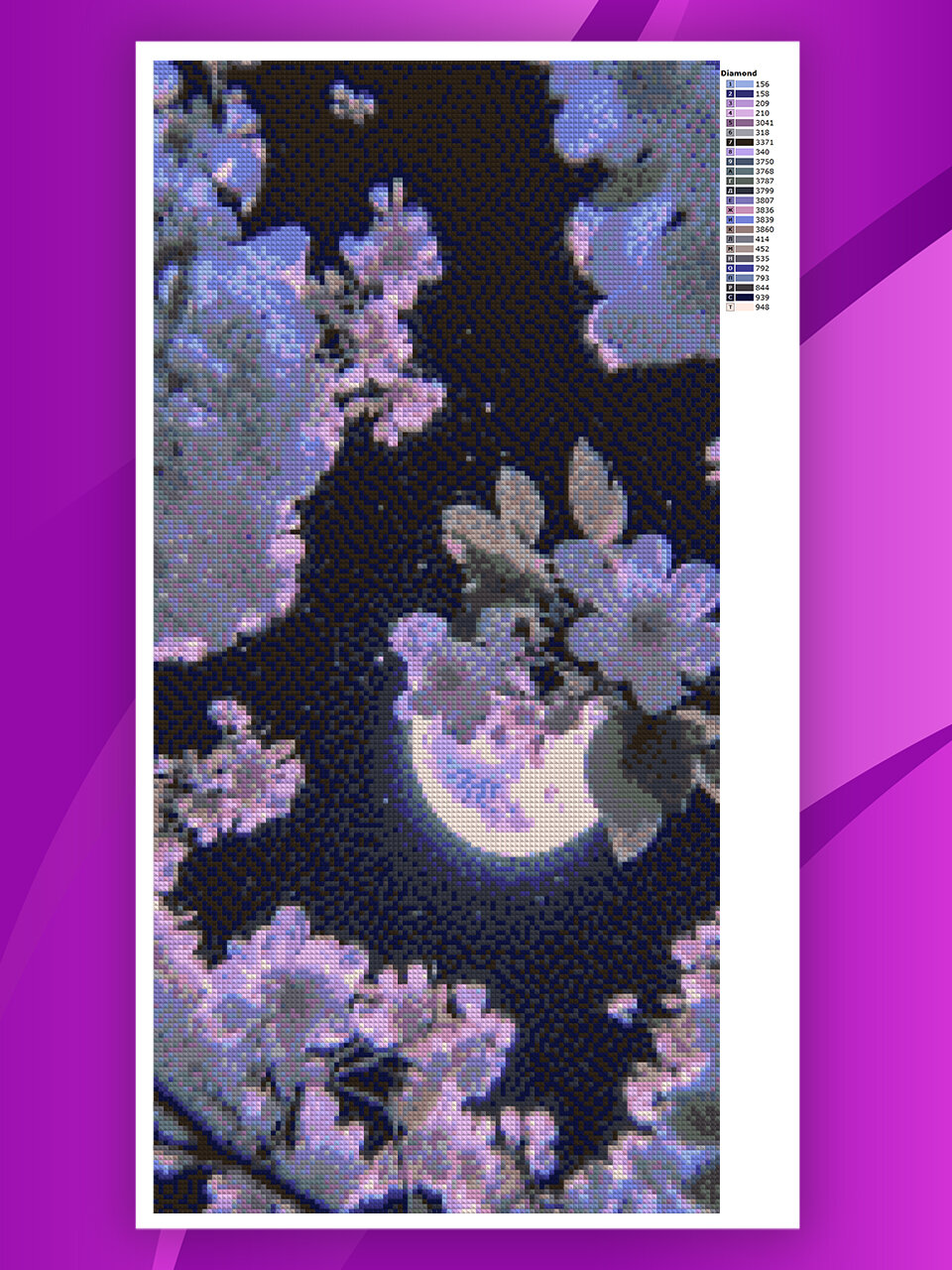 Алмазная мозаика без подрамника - вышивка Dark Moon 30 х 60 см