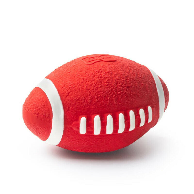 EETOYS Red Rugby Dog Toy, Fun Squeaky Teeth Cleaning Interactive Training Latex Ball, Pet Supplies