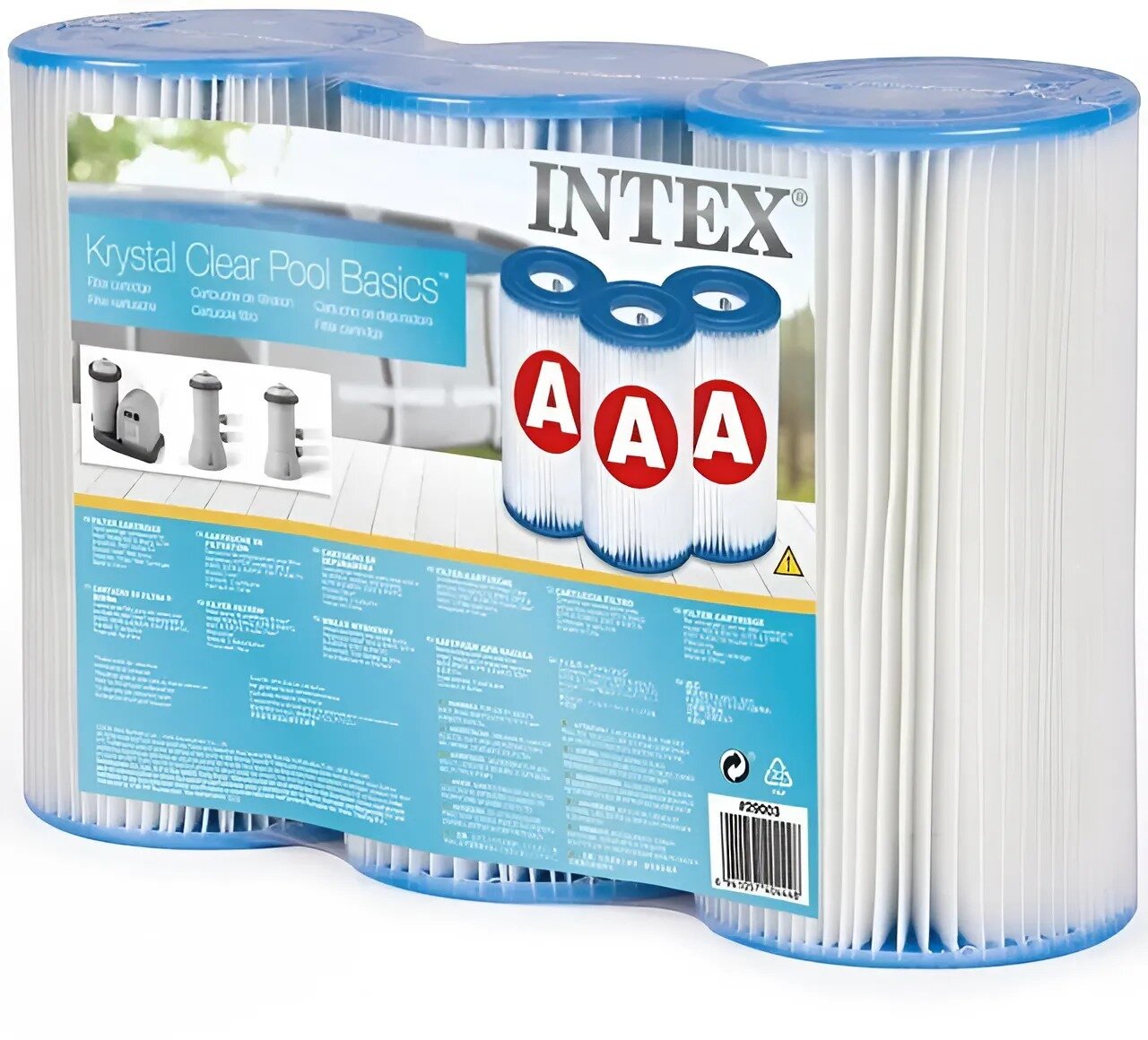 Набор картриджей Intex "29003", для каркасных и надувных бассейнов, высота 20.2 см, белые