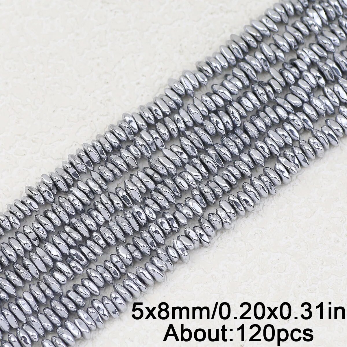 Бусины гематита 5x8mm White K, 120шт