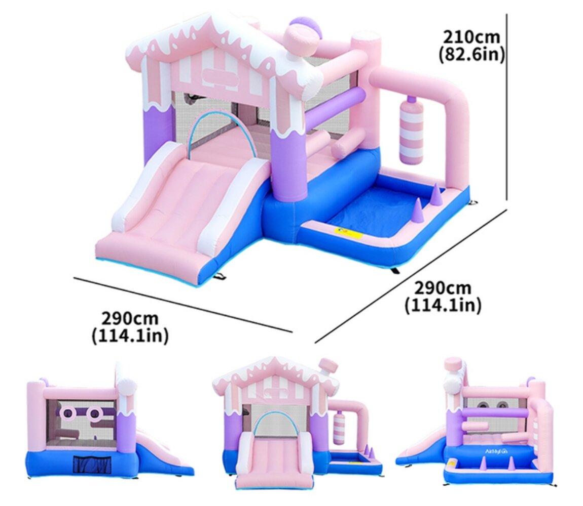 Детский надувной замок с горкой и батутом, Надувная складная игровая площадка