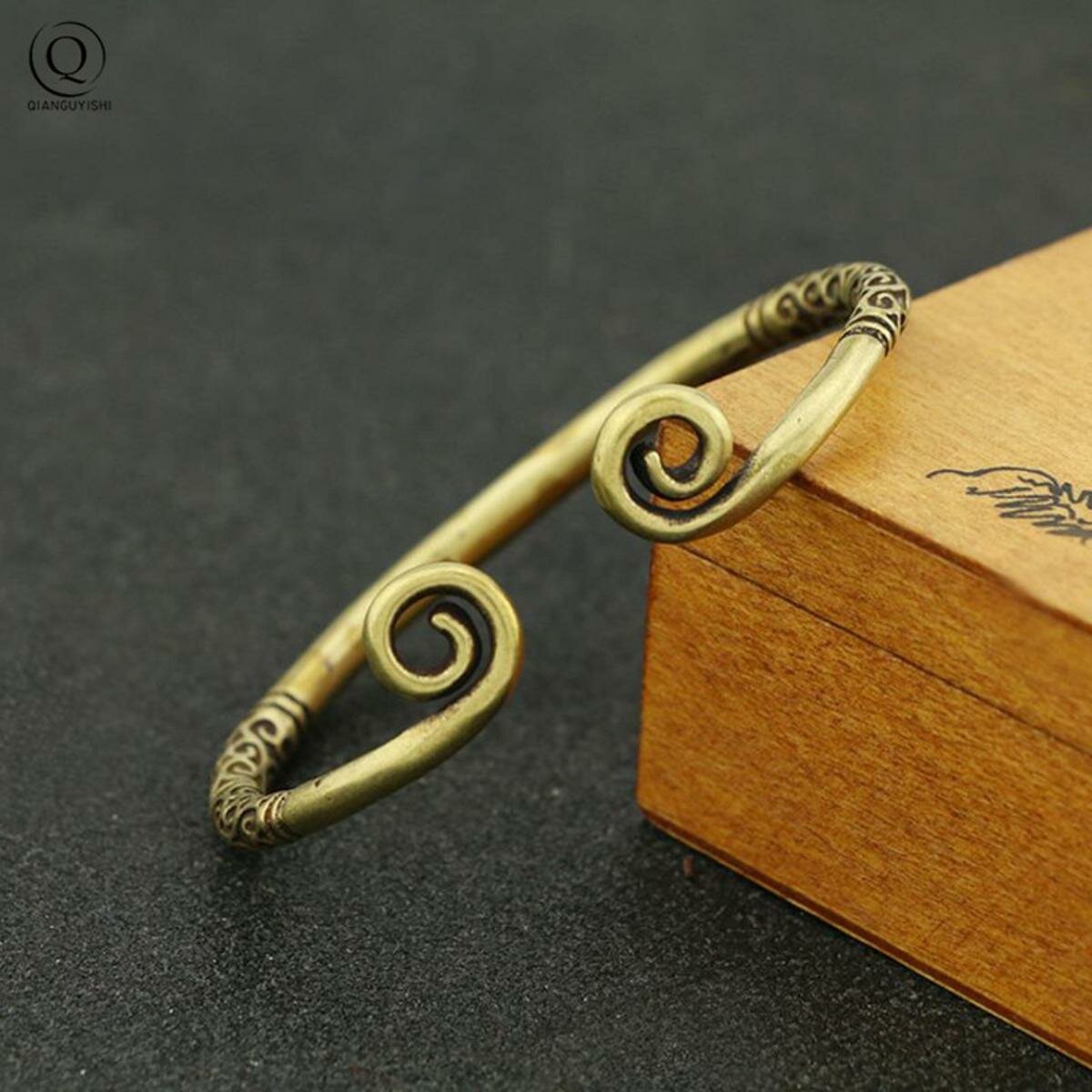 Браслет-кольцо ручной работы из чистой меди с изображением китайского супергероя «Король обезьян», старинный латунный бр