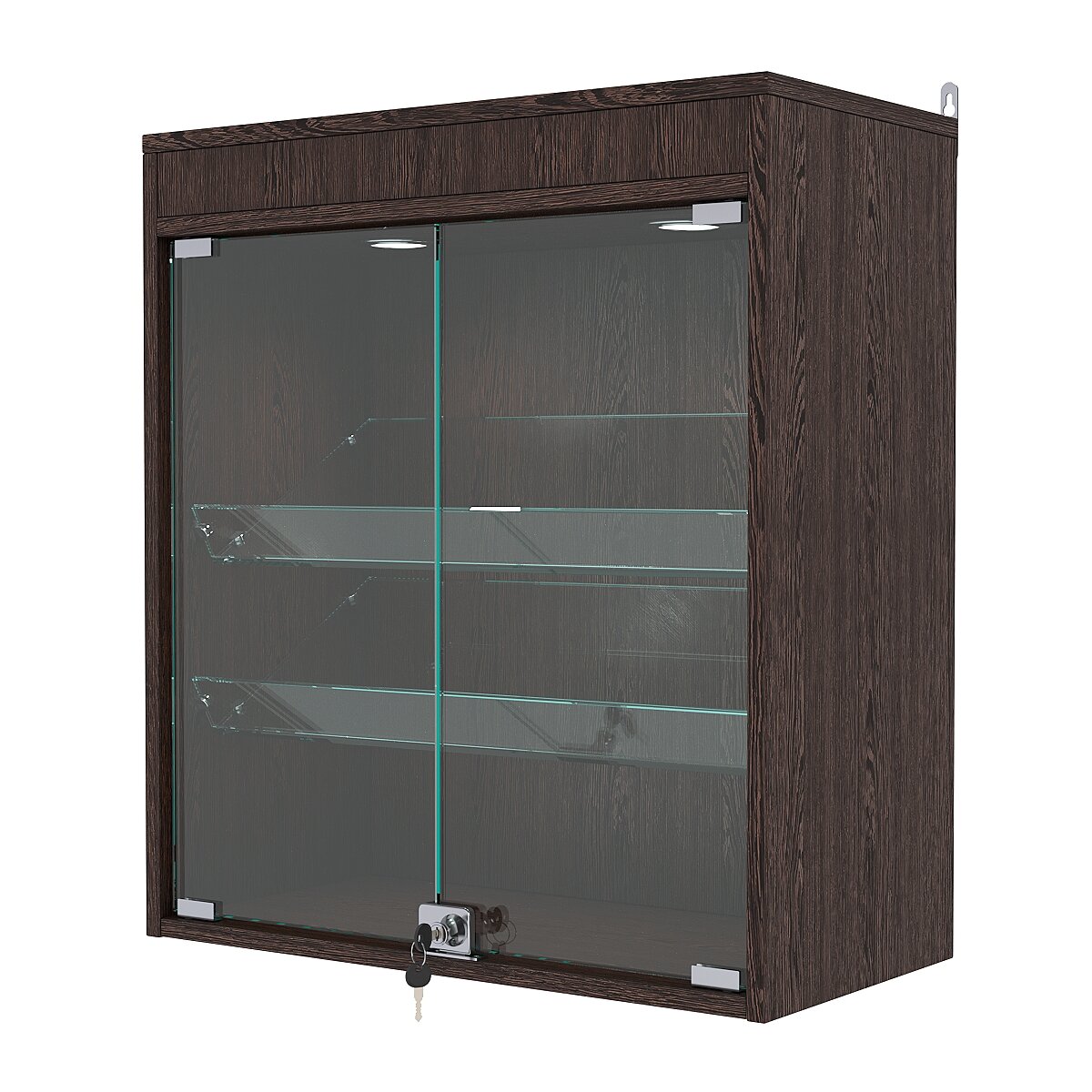 Витрина настенная №1-3АКГ с подсветкой, Дуб Венге. Производитель товара - компания Westcom.
