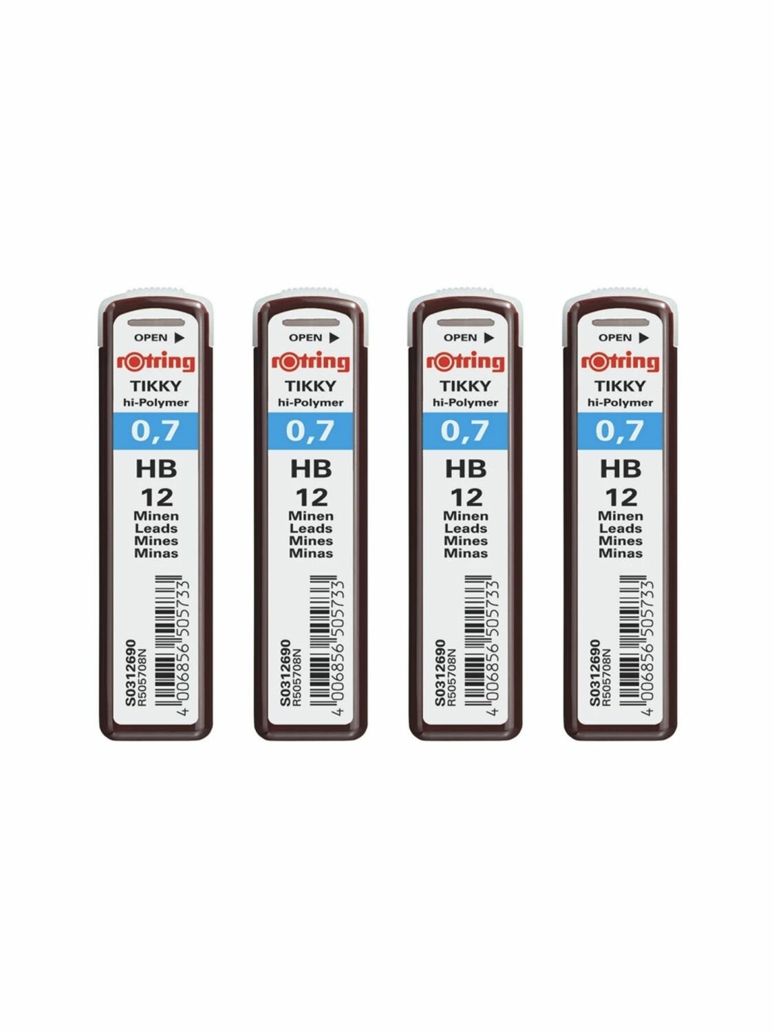 Rotring Грифель для карандаша 0.7 мм, твердость: HB (Твердо-мягкий), 4 шт.