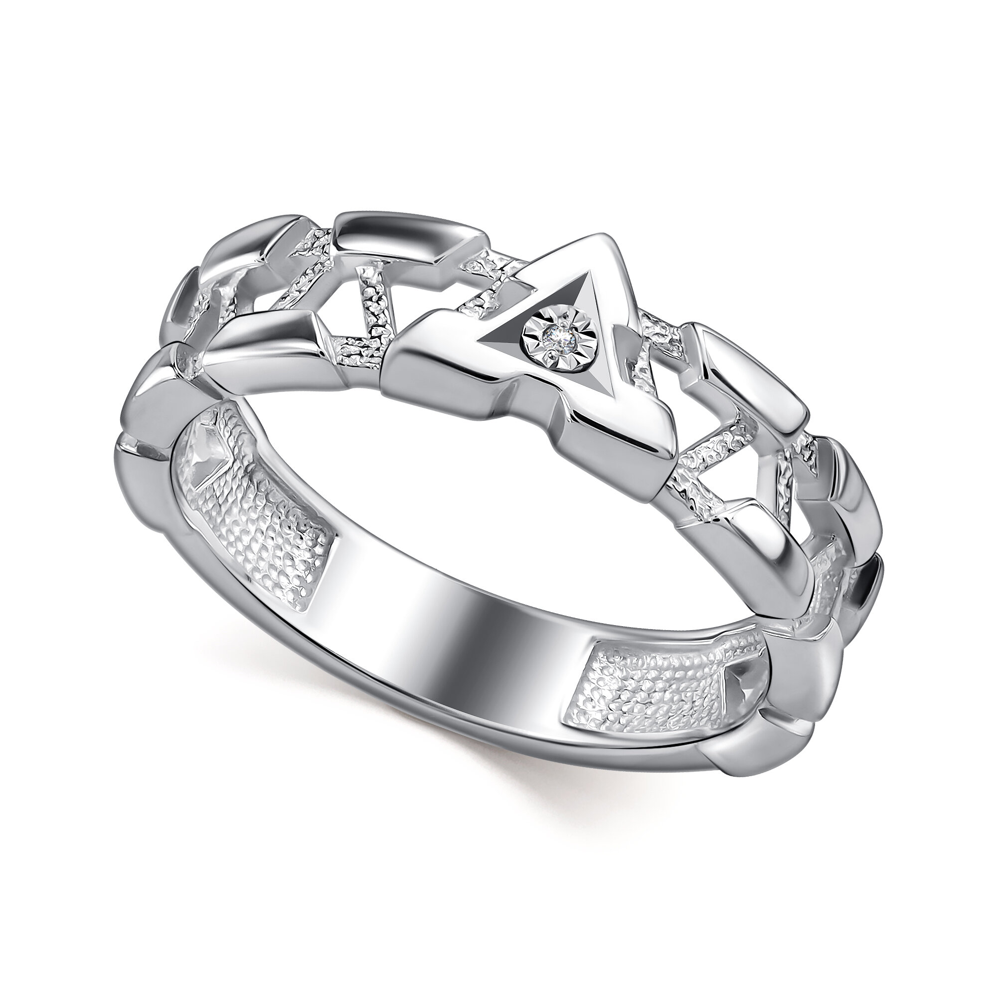 Кольцо, серебро, 925 проба, родирование, бриллиант