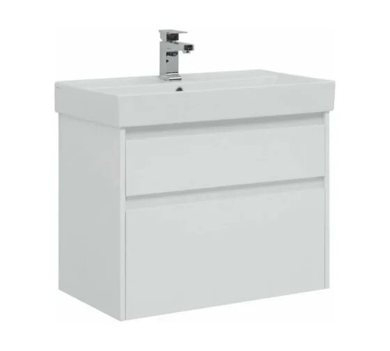 Тумба с раковиной Nova Lite 75 2 ящ. цв.бел. Глянец