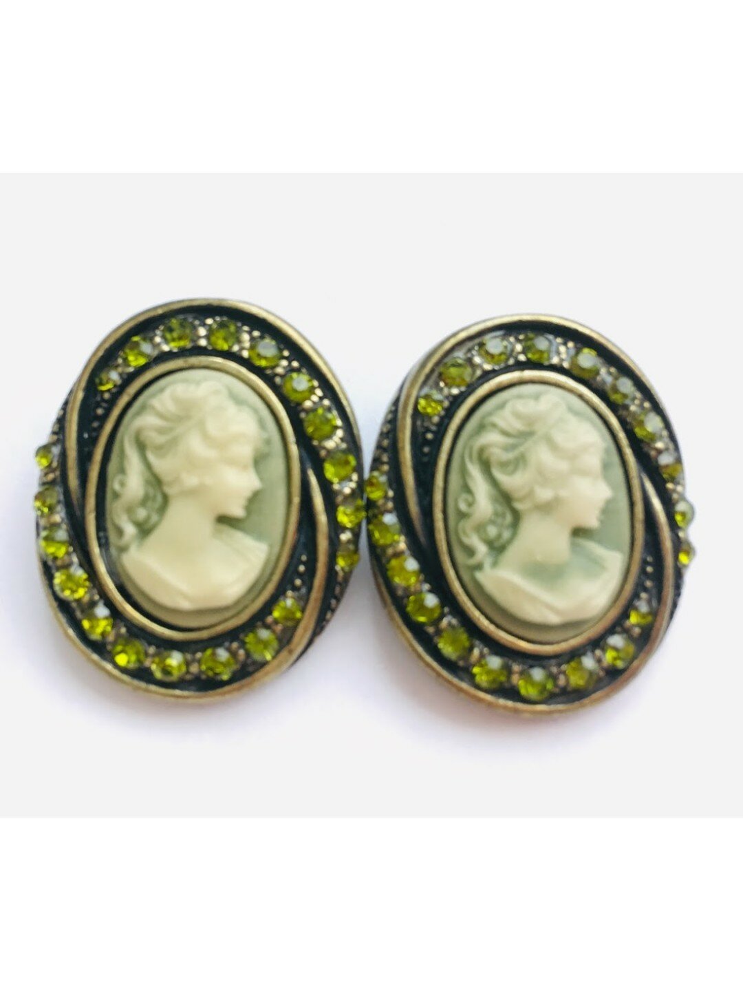 Серьги, кристалл, камея