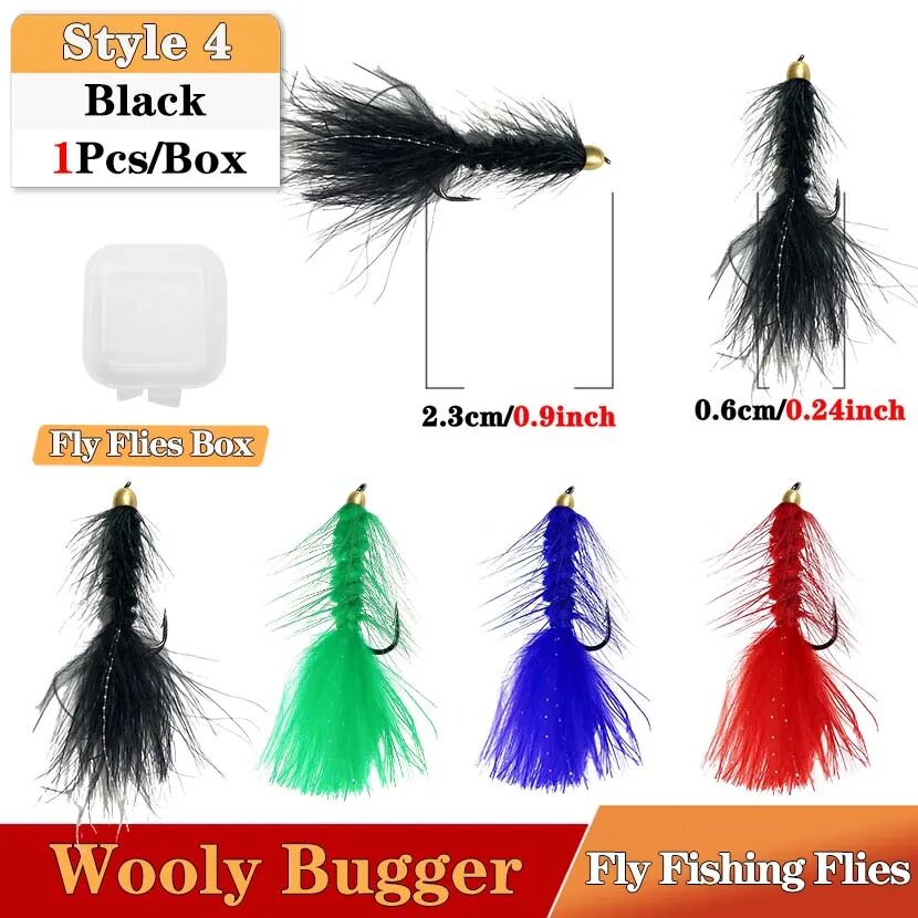 Мушки для ловли нахлыстом Qievcrme Красный, Style 4-Black