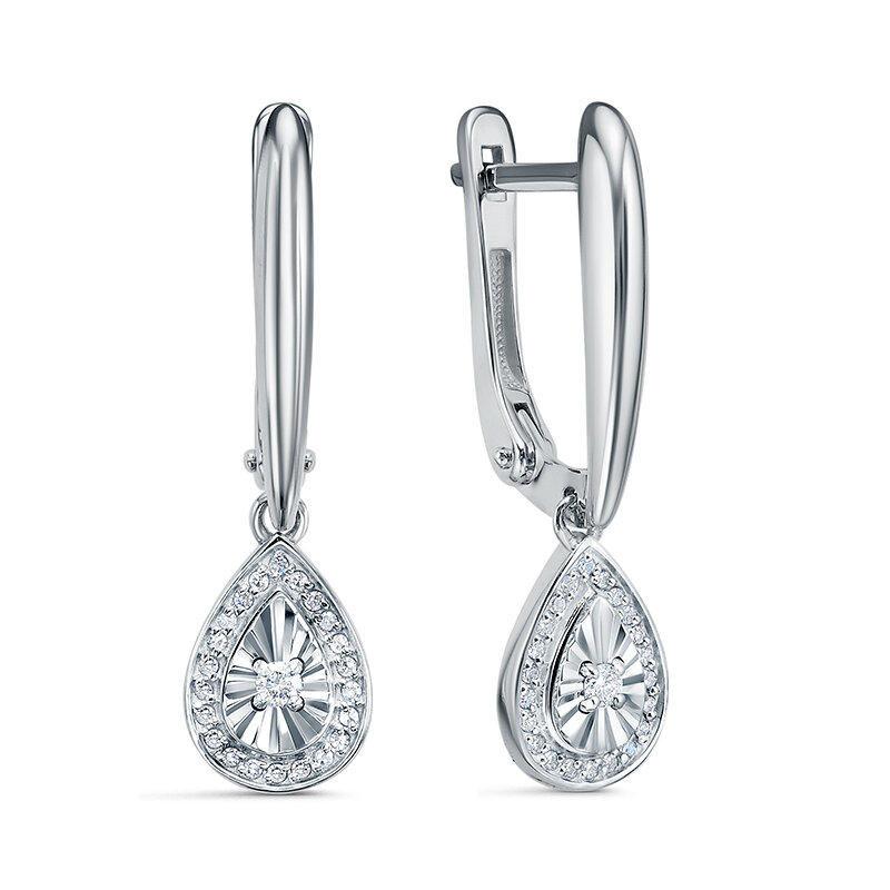 Серьги, белое золото, 585 проба, бриллиант