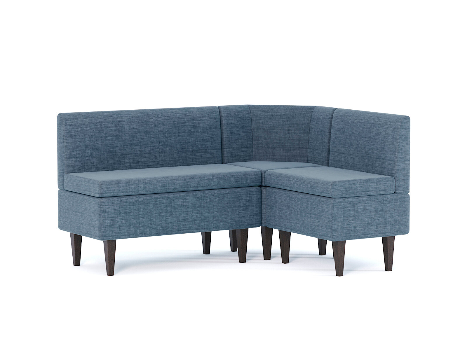 Кухонный уголок DiHall Лео, синий, угловой, рогожка, 3 места