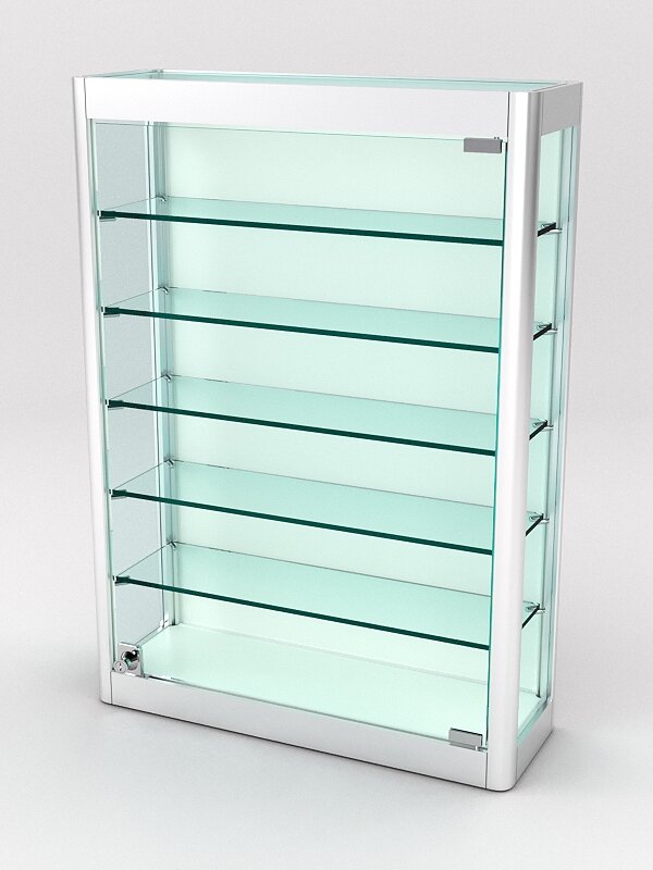 Витрина из профиля настенная "вайб ИКС" №2-5П-ДСП-170 (задняя стенка ДСП), Белый