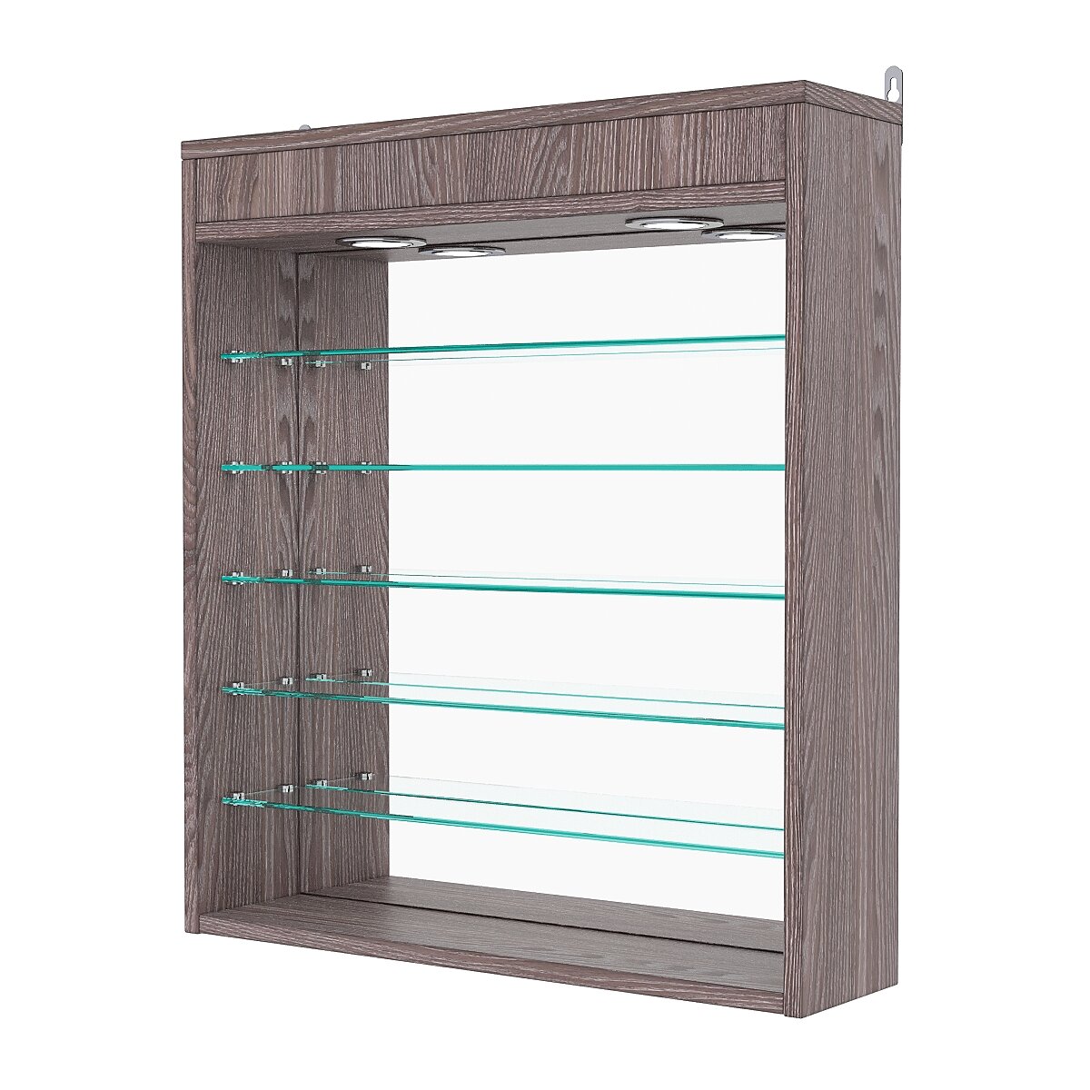 Витрина настенная №1-8Г с зеркалом и с подсветкой, Ясень Анкор темный - U31105