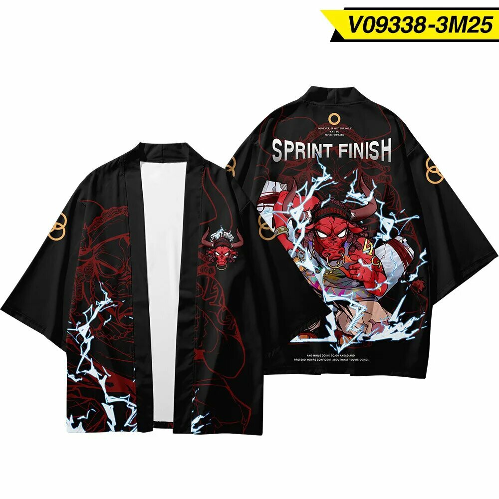 Мужской традиционный кимоно самурая из полиэстера Черный, XXXL, kimono 6