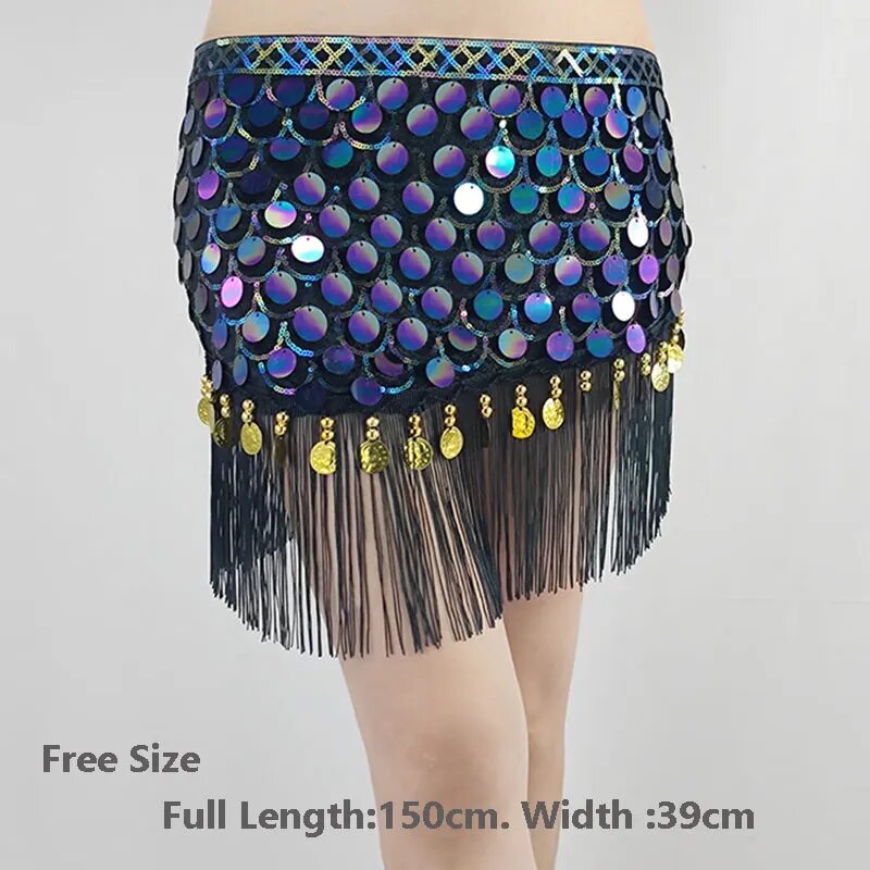 Танцевальный пояс для belly dance с блестками S, Free size 2