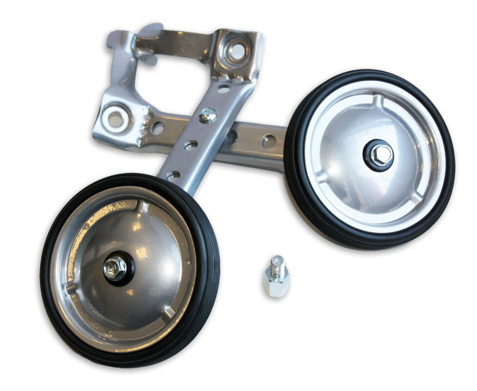 Приставные Боковые детские колеса на 16-24", балансирные, 128 мм, с крепежом, покрышки - резина, сталь, хром