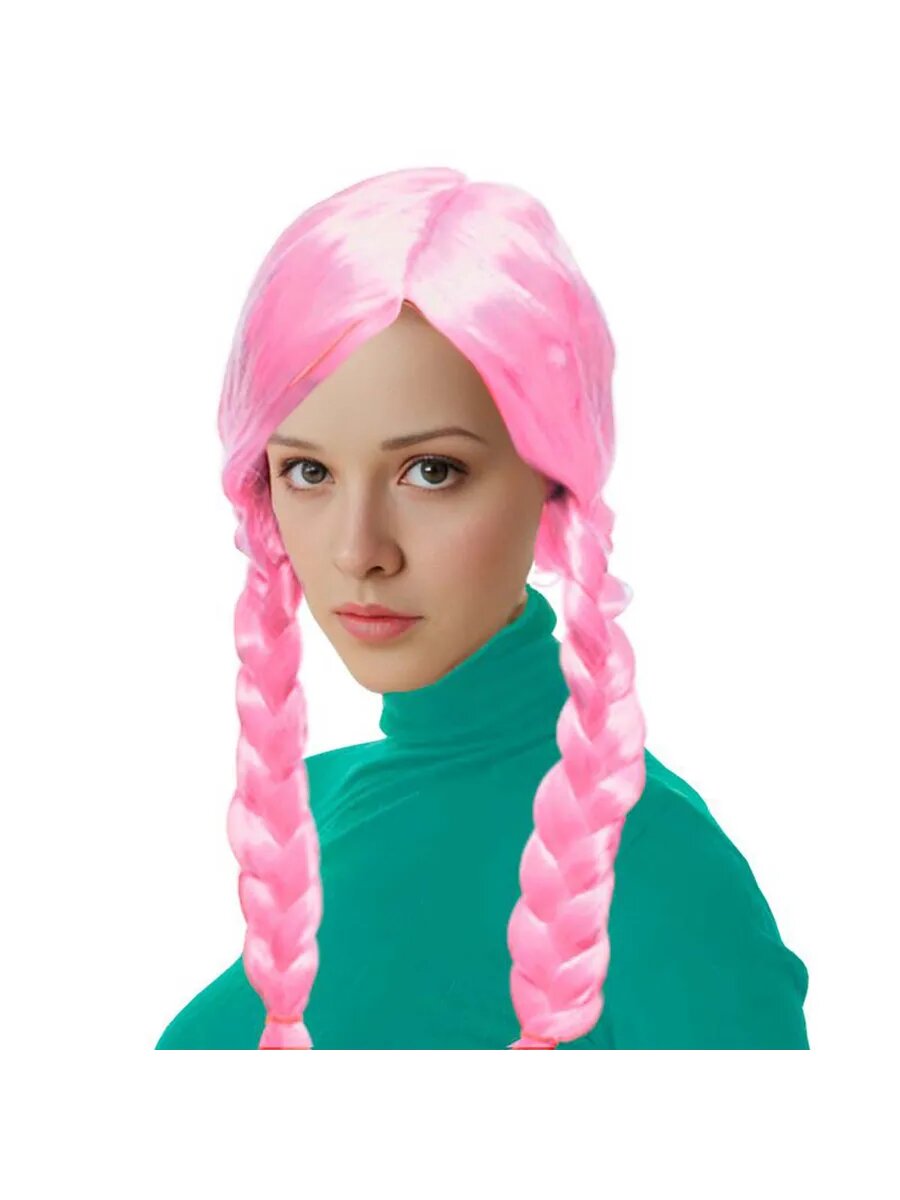 Парик "Аниме" Розовые длинные косички / 250 г / веселуха