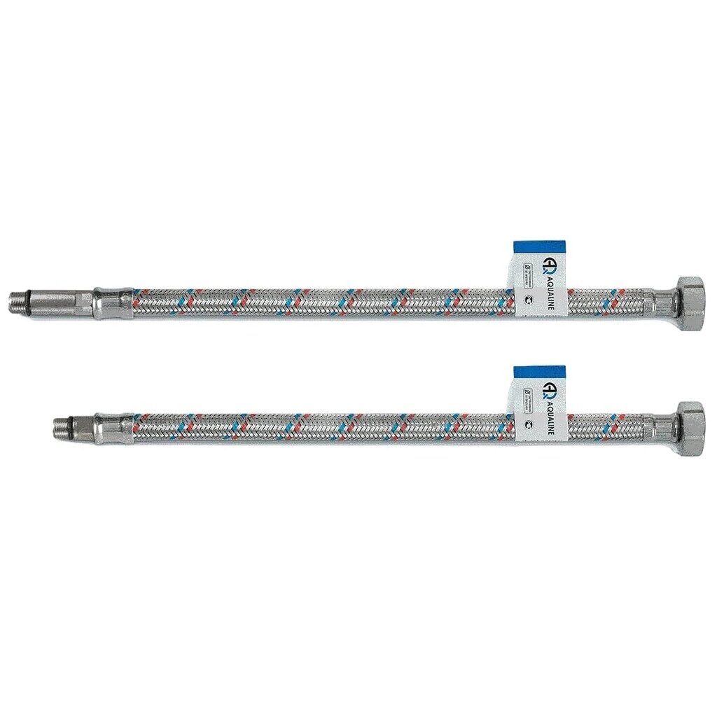 Подводка для воды М10-1/2"х1.2 м, пара, сталь, AquaLine