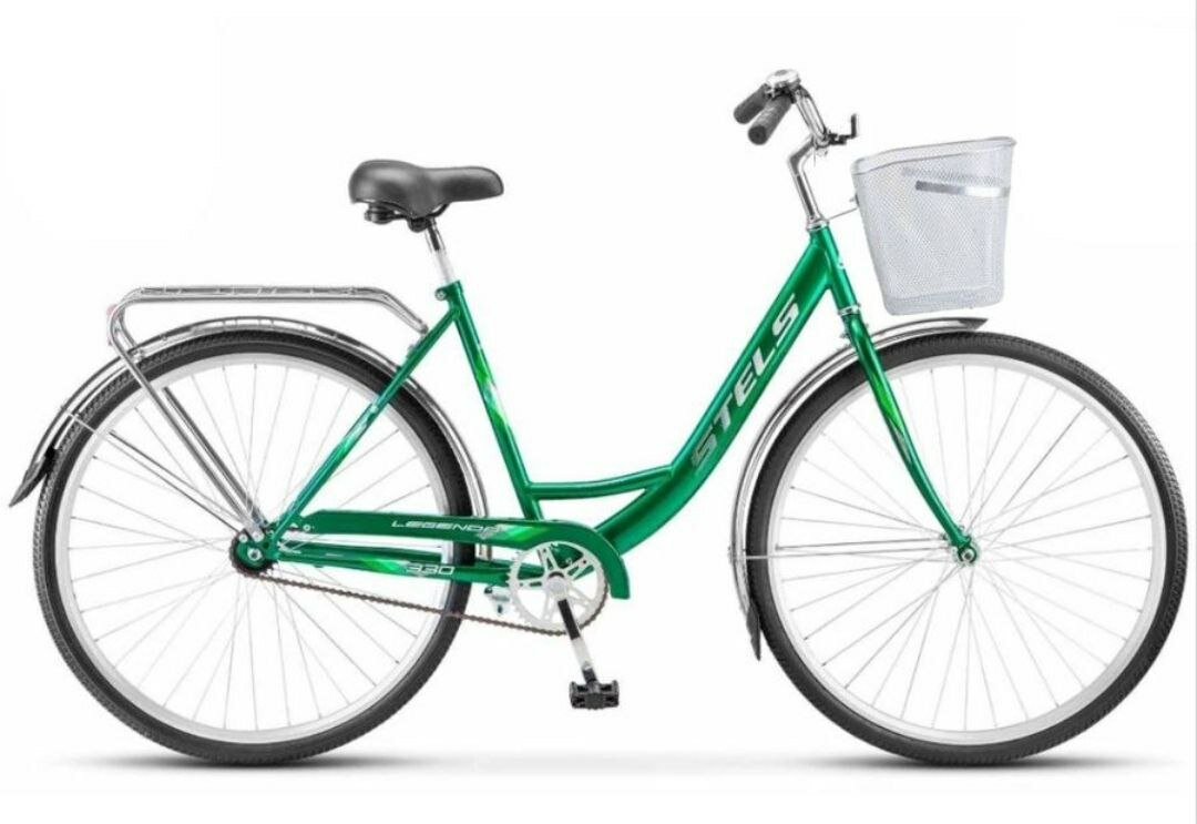 Велосипед 28" STELS Legenda 330 С рама 20", зеленый, на рост 165-195см, городской классический дорожный, мужской женский корзина И насос в комплекте