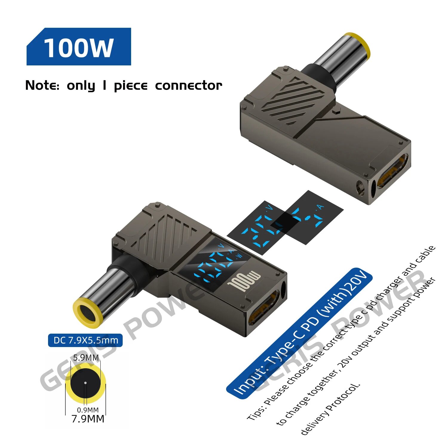 Geris Power USB C - DC переходник 7.9X5.5mm 100W
