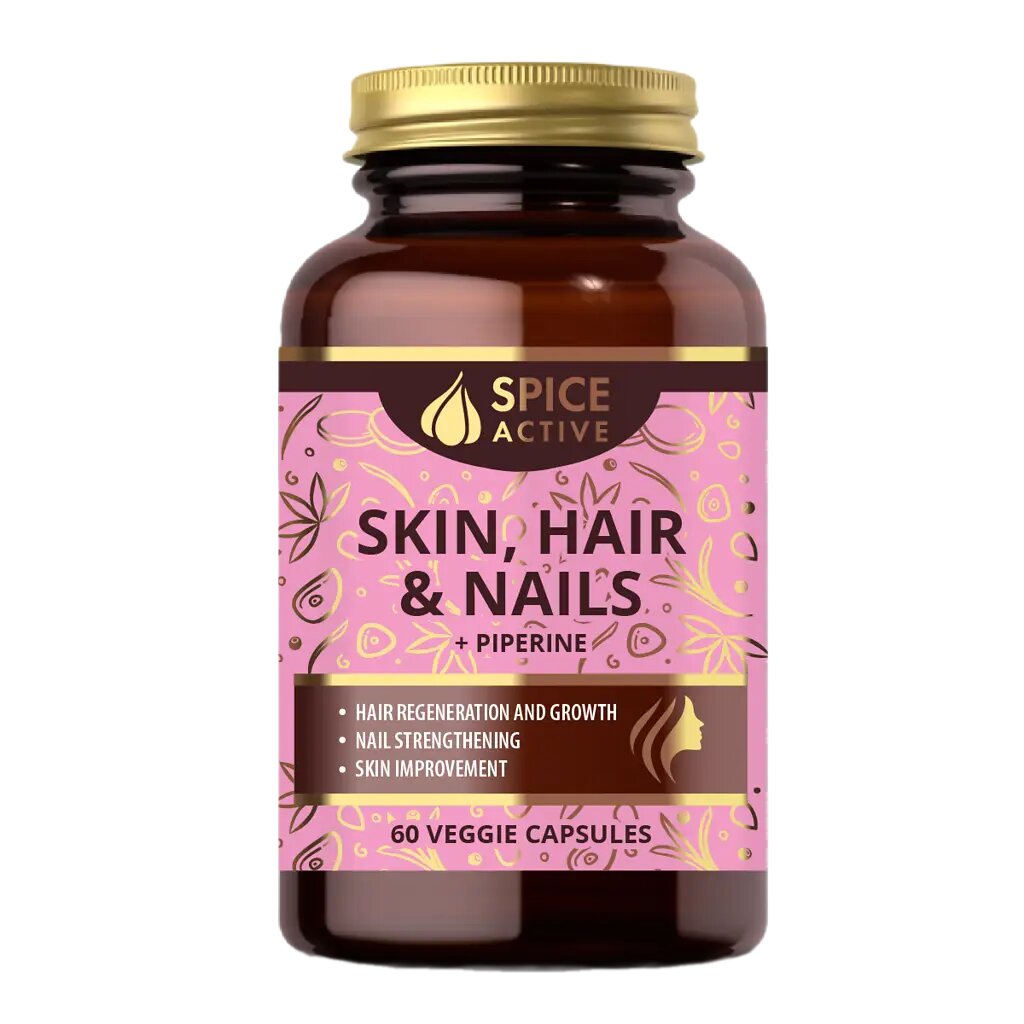 Спайс Актив/Spice Active Комплекс для здоровья кожи, волос и ногтей с пиперином / Skin, Hair & Nails + Piperine капсулы массой 647 мг 60 шт