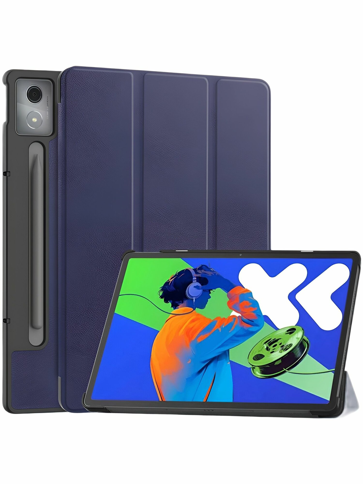 Чехол на Lenovo Tab P12 (2023), 12.7 дюймов, умный с магнитом, темно-синий