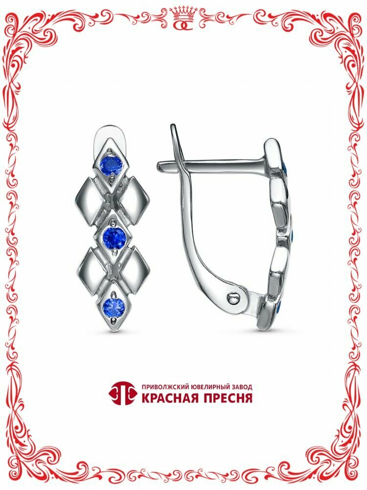 Серьги, серебро, 925 проба, шпинель синтетическая