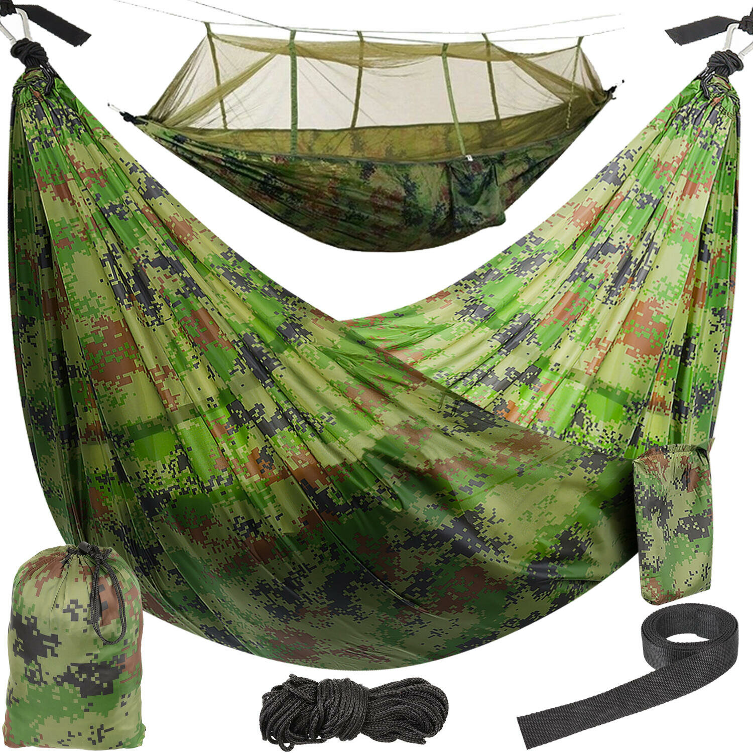 Decathlon Survival гамак MALATEC Santiago Army с москитной сеткой, 260x140 см, до 150 кг, зеленый