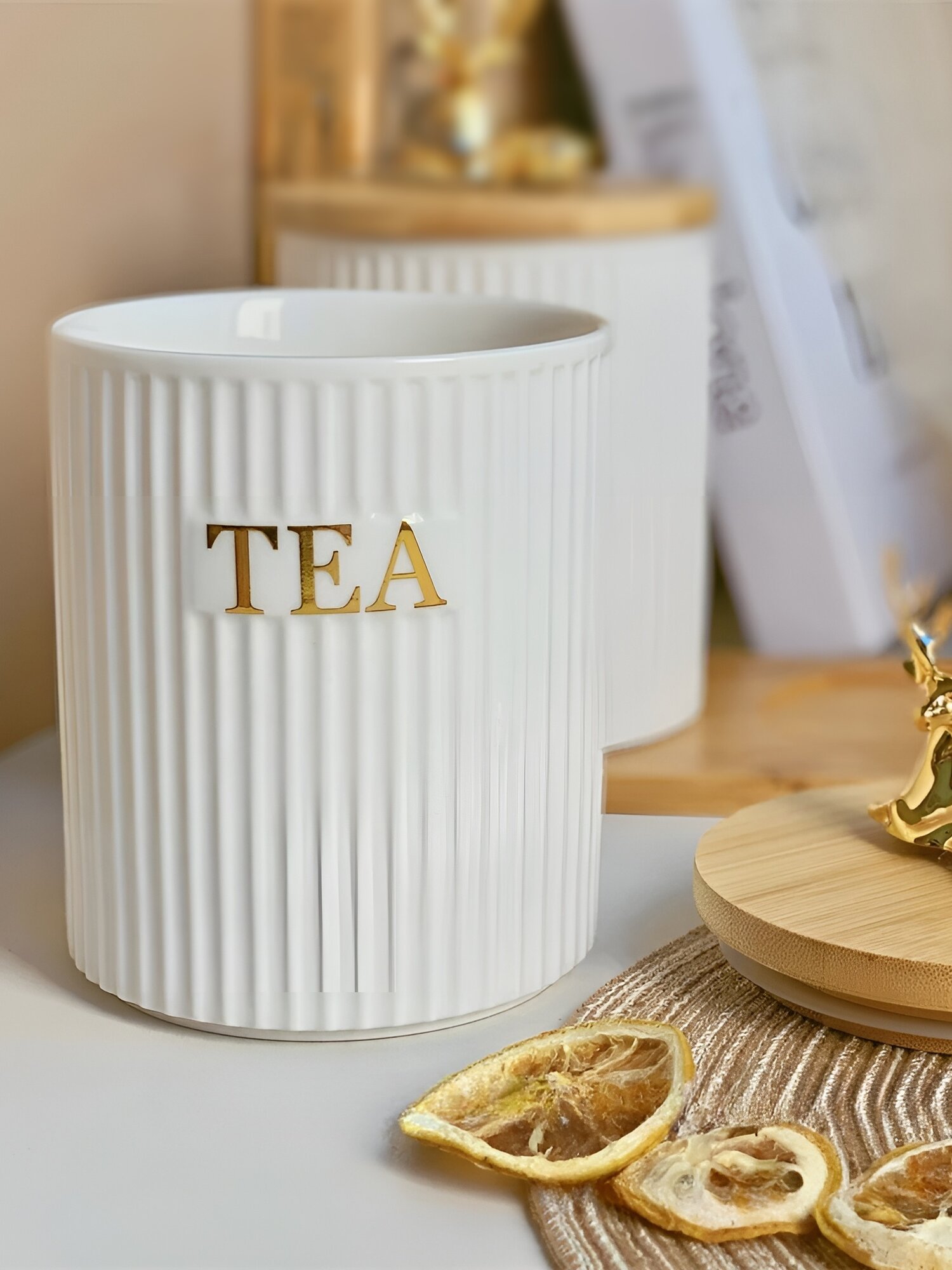 Банка для хранения чая, объем 650 мл, цвет белый "танцующий олень"