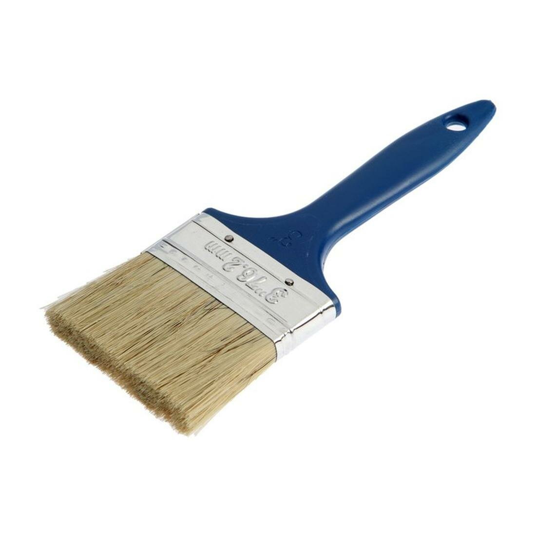 Кисть плоская тундра, смешанная щетина, пластиковая рукоятка, 3", 75 мм