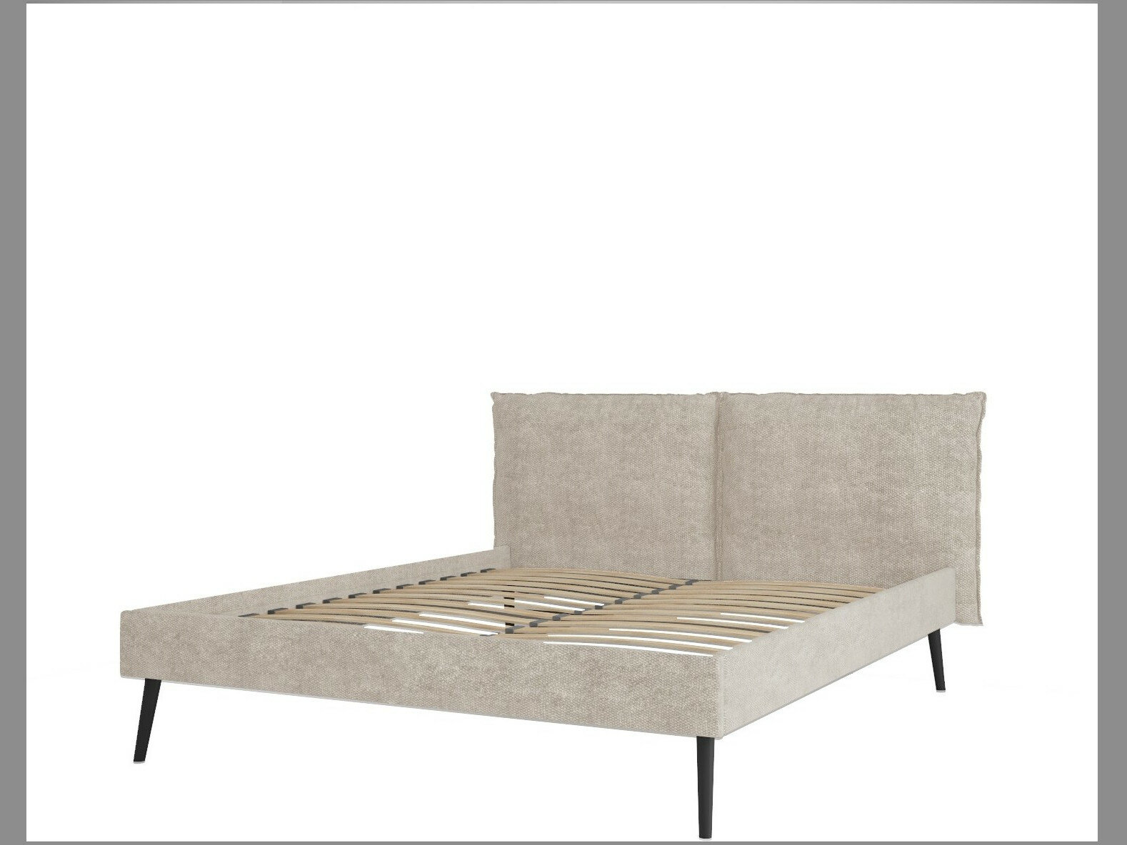 Кровать 160 с ортопедическим основанием и мягким изголовьем, Латте