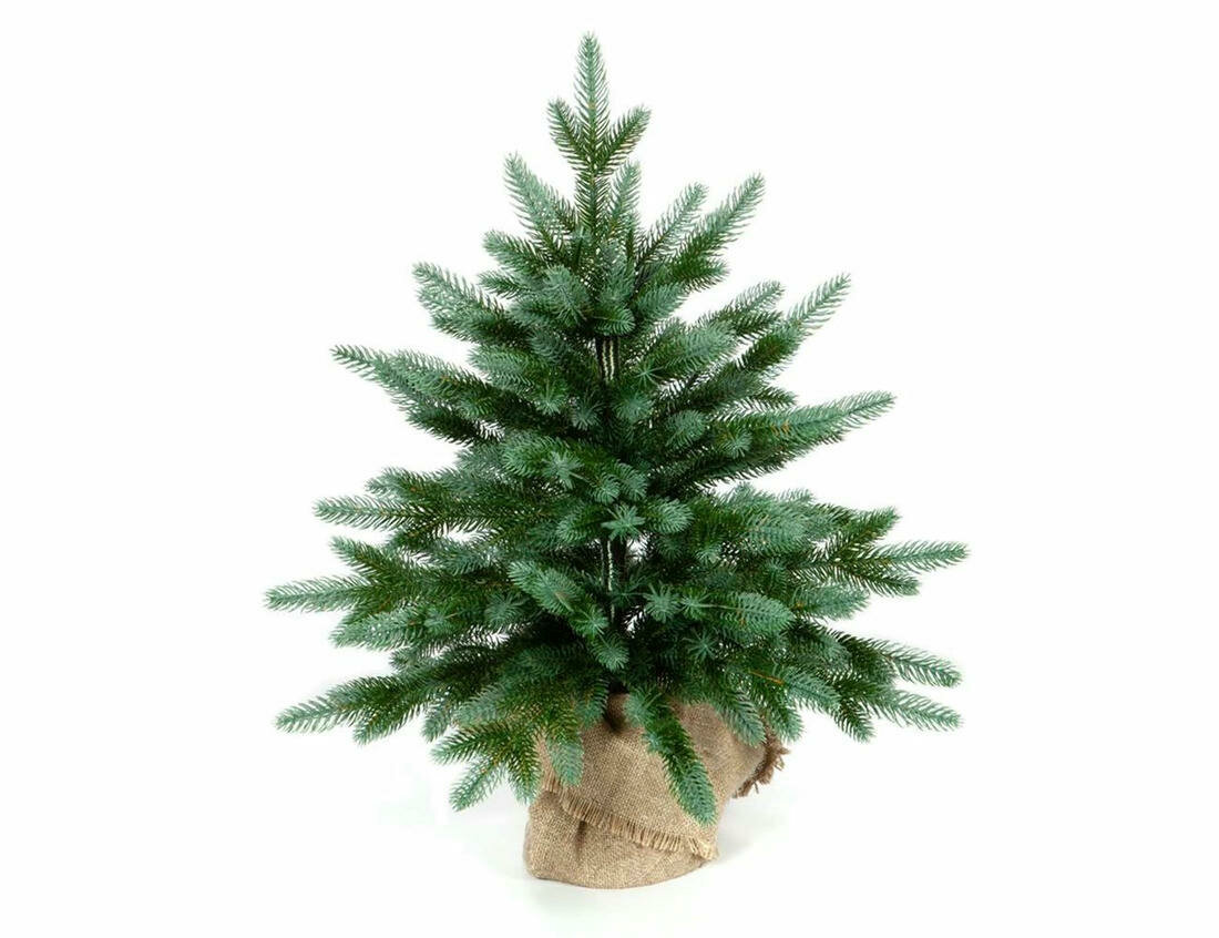 Настольная ель в мешочке Изумрудная Эдит, литая 100%, 60 см, CRYSTAL TREES