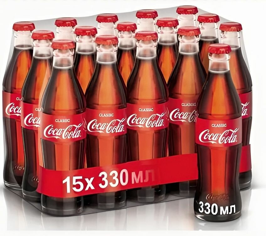 Газированный напиток Coca-Cola в стекле, 0,33 л (15шт в упаковке)