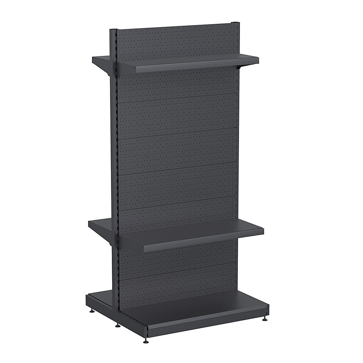 Стеллаж торговый металлический островной "графф" №6-2.15-1П с перфорацией и полками