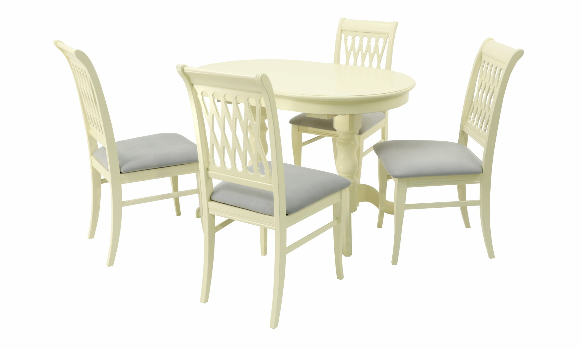 Обеденная группа ZiP-mebel стол Бизе со стульями Рич Слоновая Кость/Серый