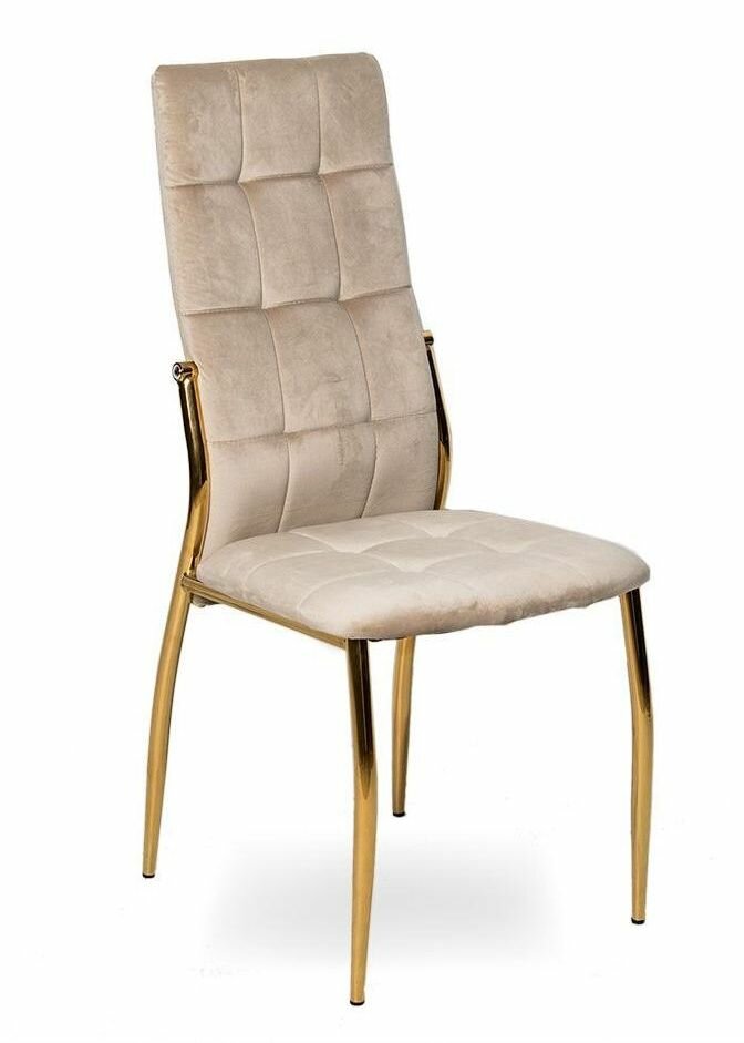 Стул B-trade Ватсон BEIGE (UF910-01)/GOLD (бархат) Размеры: Высота 990мм Глубина 500мм Ширина 450мм